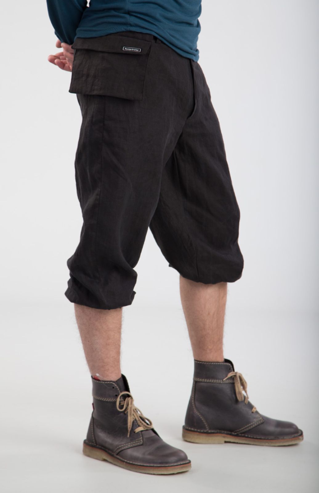 Knickerbocker Leinen schwarz, Kniebundhose, Leinenhose Männer ...